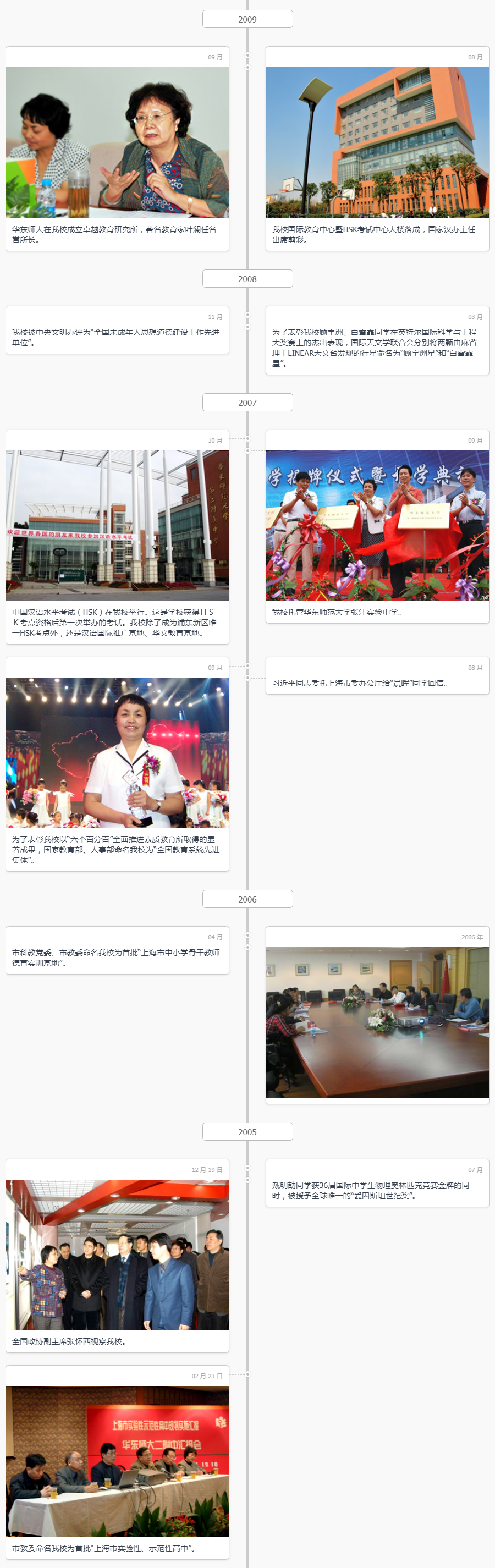 华东师范大学第二附属中学 – 大事记