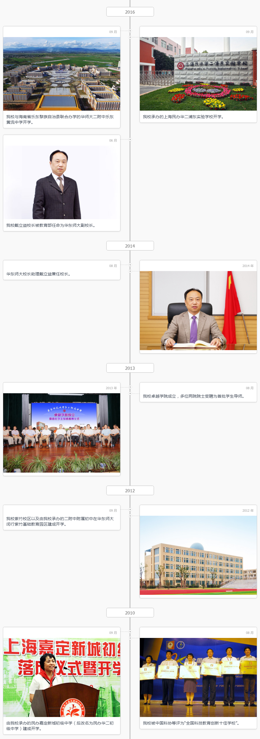 华东师范大学第二附属中学 – 大事记