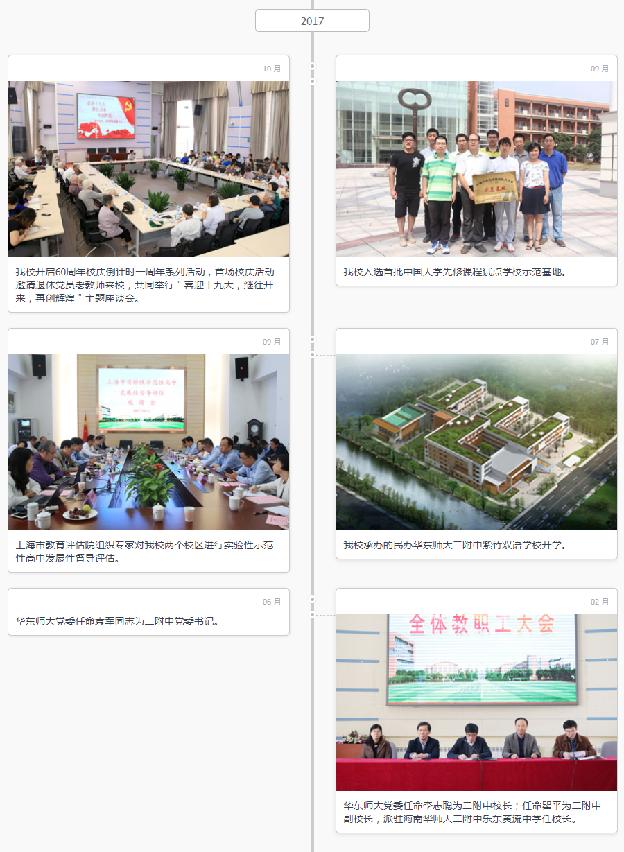 华东师范大学第二附属中学 – 大事记
